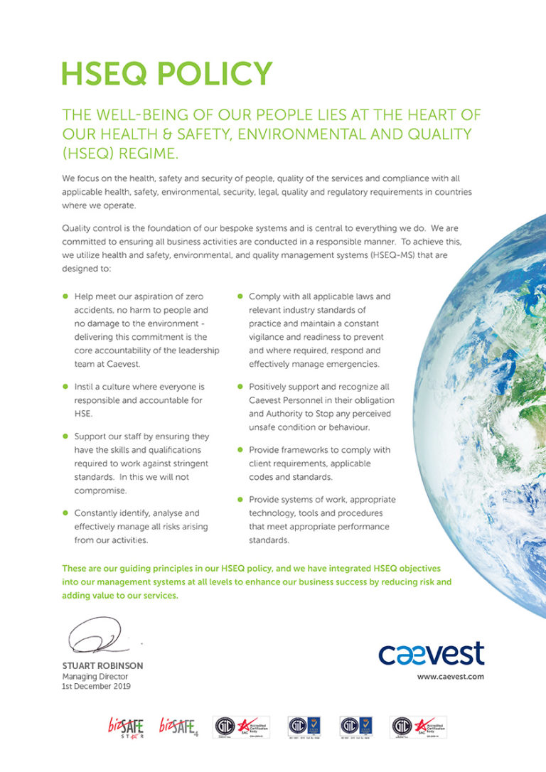 Caevest HSEQ Policy – Caevest
